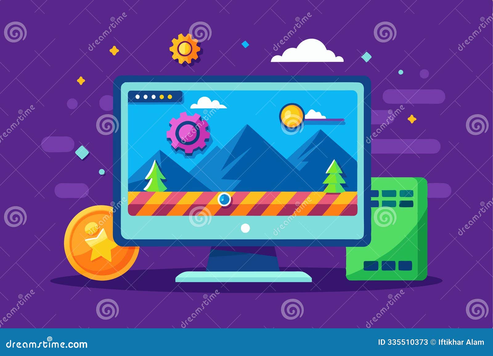 The Computer Screen Displays a Vibrant Loading Game Screen with ...