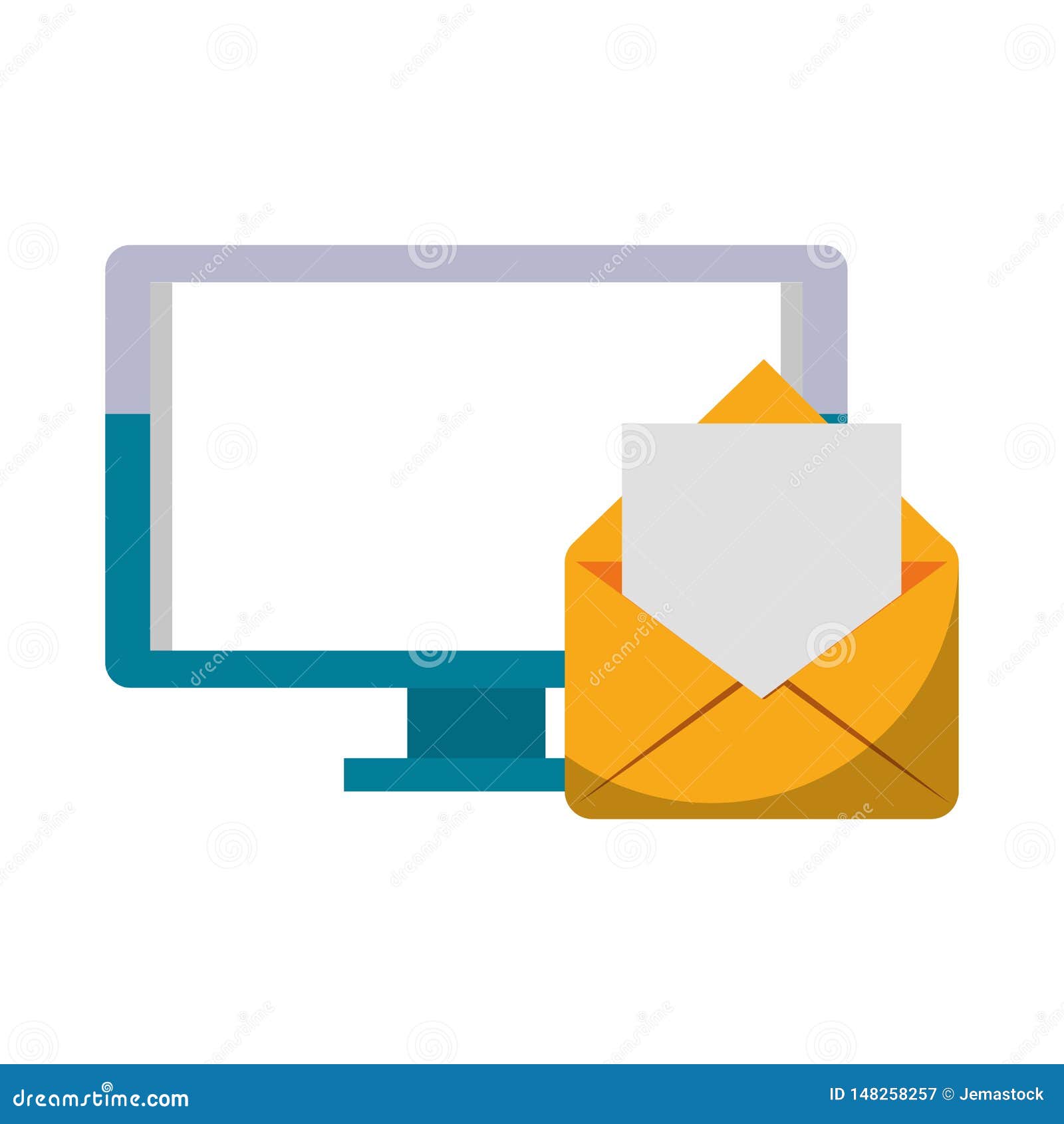 Computer Screen and Email Symbol Isolated Vector Illustration Stock ...