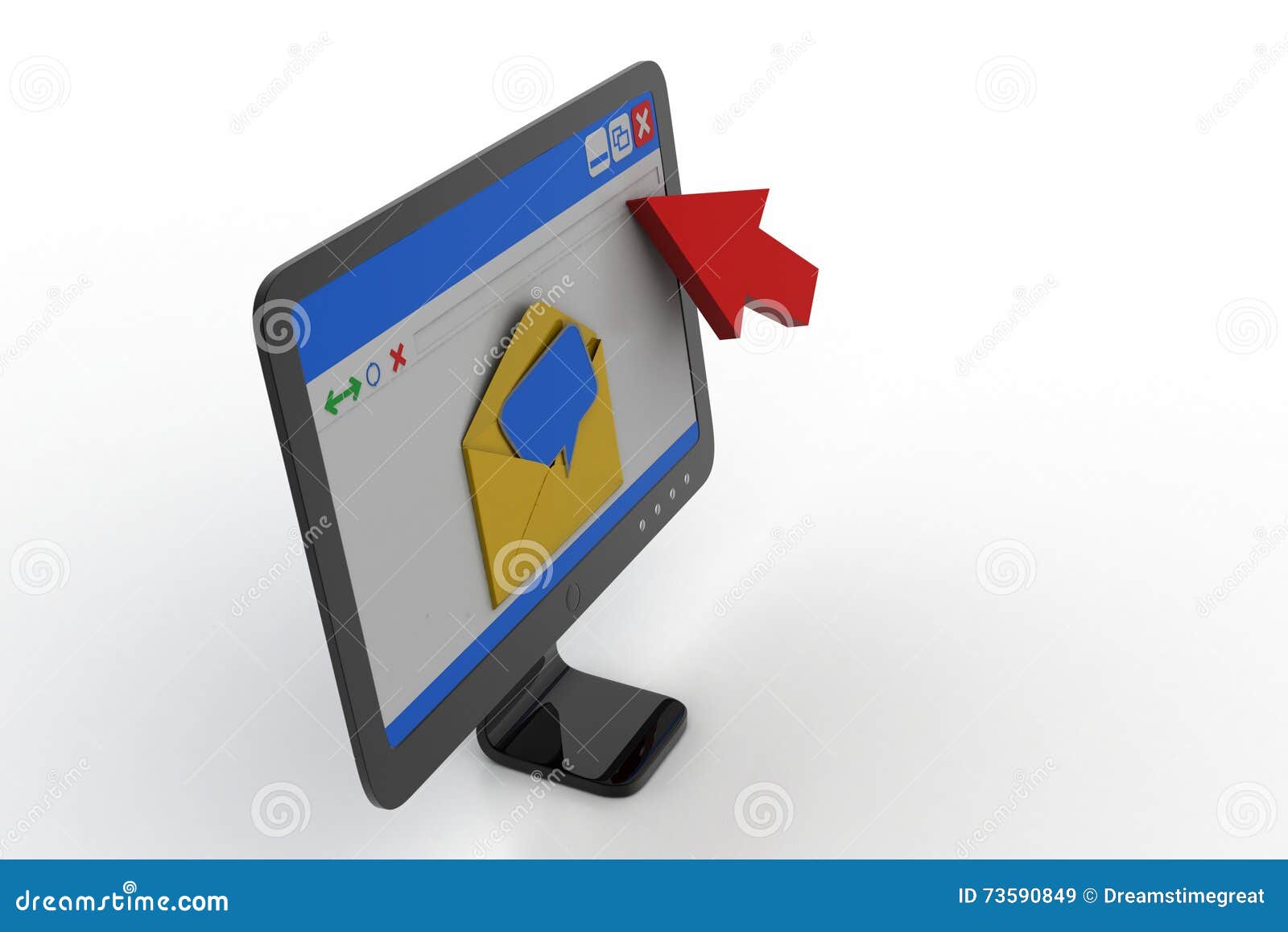 Computer screen with email stock illustration. Illustration of help ...