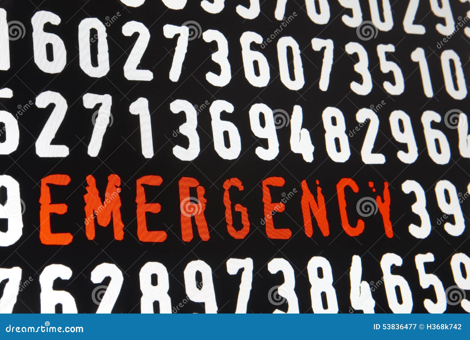 Computer Screen with Emergency Text on Black Background Stock Image ...