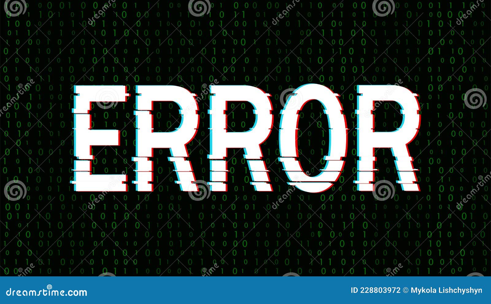Computer Screen Error with Effect Glitch and Binary Code. Abstract ...