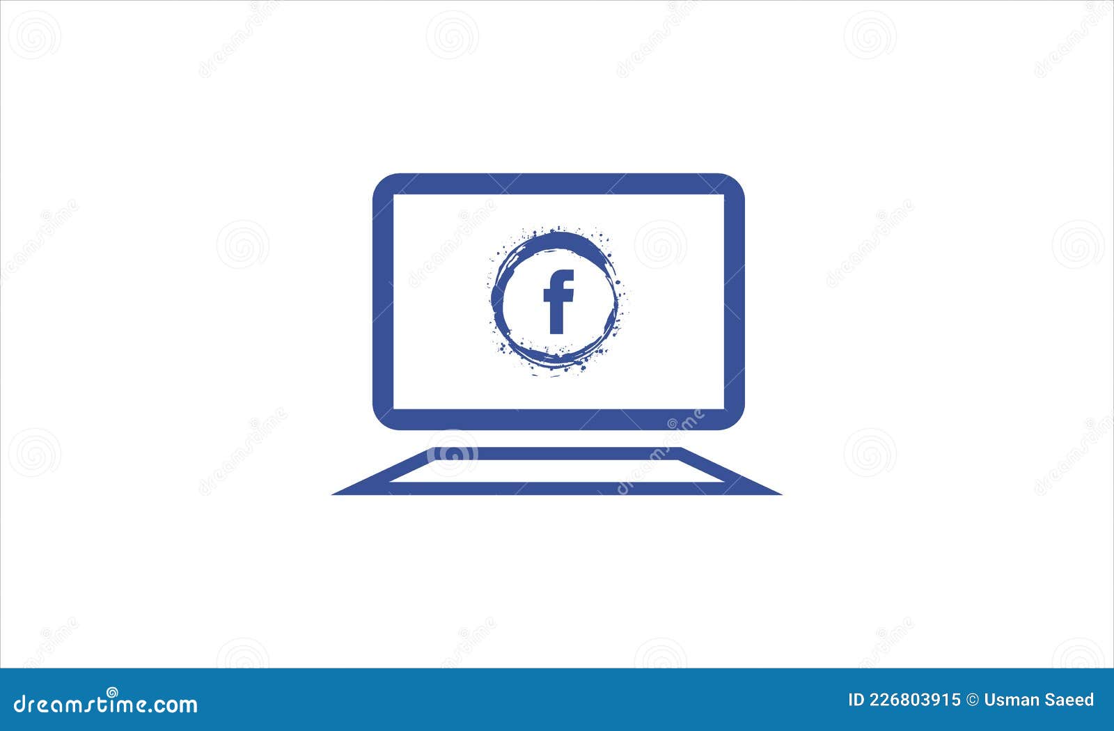 Computer Screen with Facebook Icon in Zen Circle Logo Design Vector ...