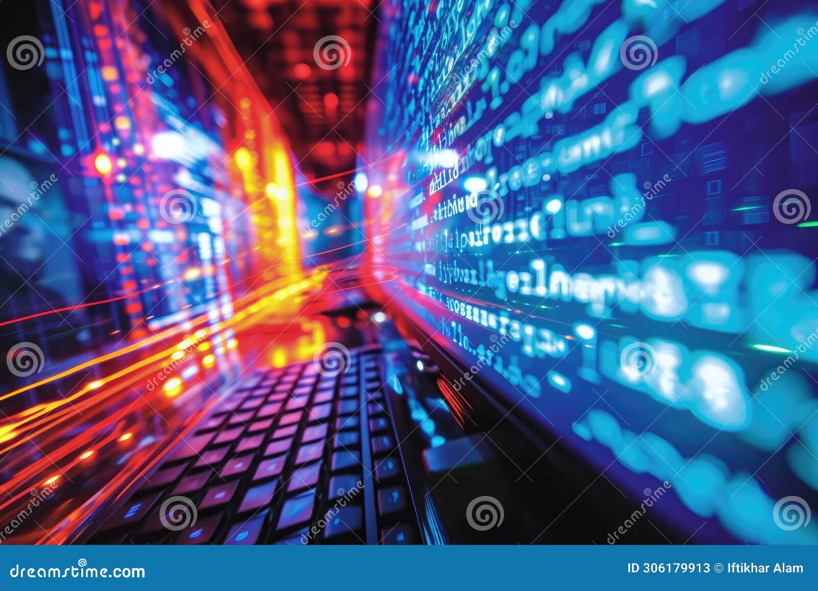 A Computer Screen Featuring an Assortment of Bright Lights Shining and ...