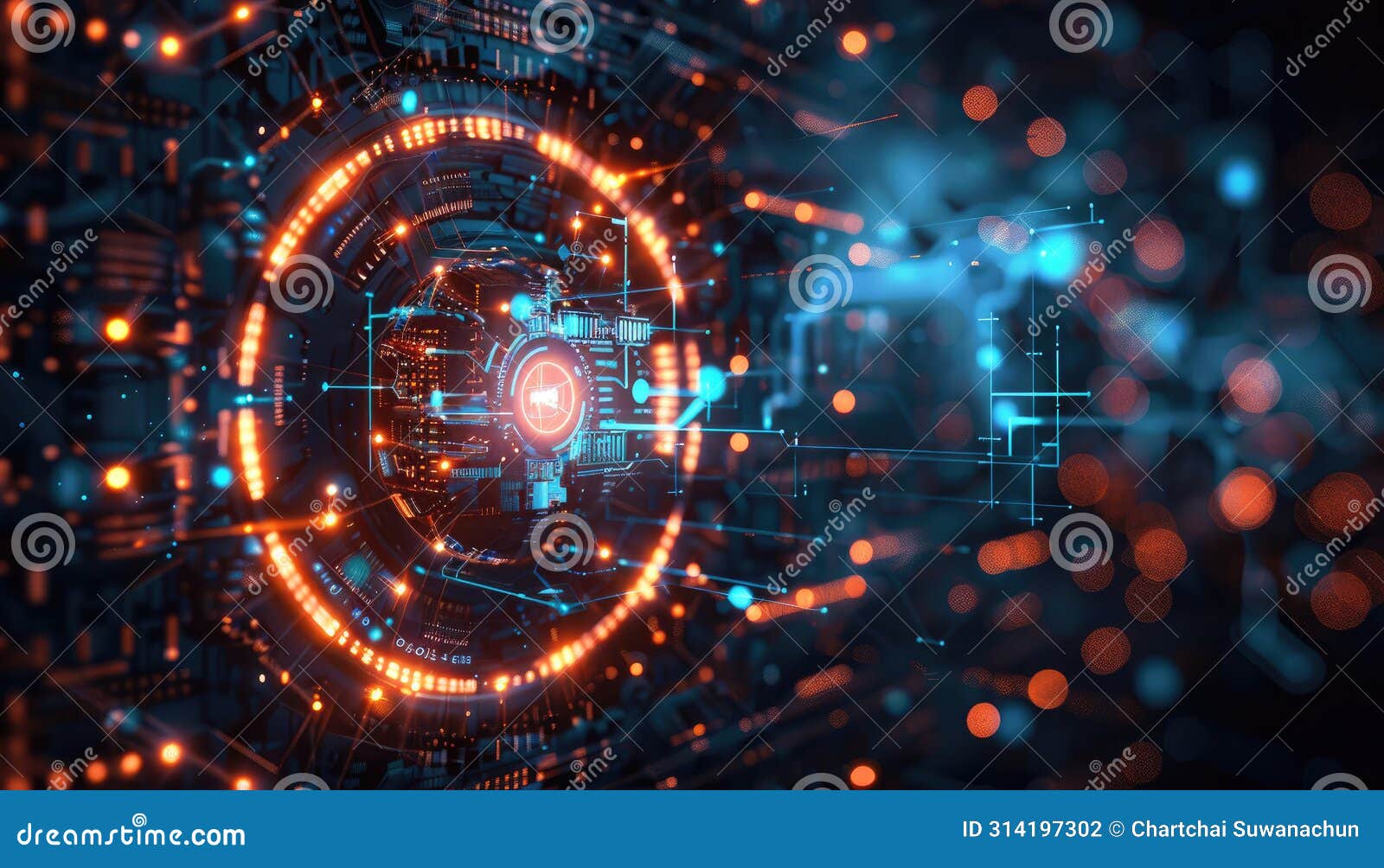 A Computer Screen with a Glowing Orange Circle in the Center by AI ...