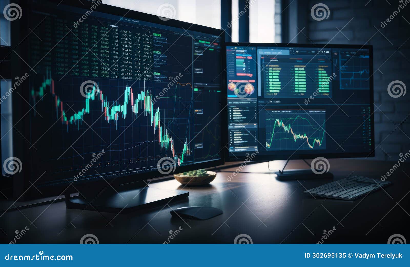 Computer Screen with Grafics. Business Financial Analysing Stock ...