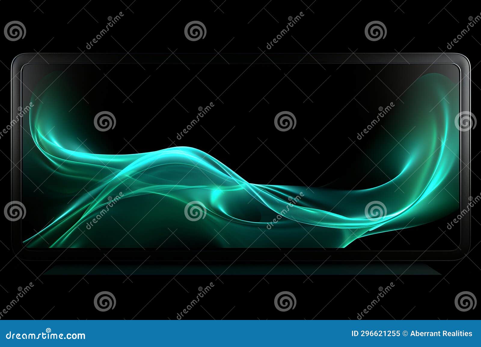 A Computer Screen with Green Waves on it Stock Illustration ...