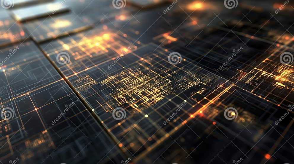 A Computer Screen with a Grid of Squares and Lines. Neural Network ...