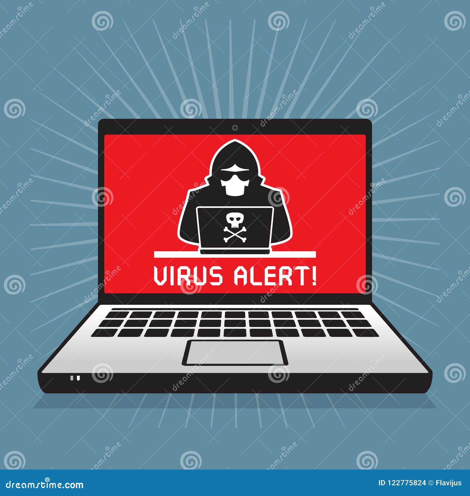 Computer Screen with Hacker Attack Stock Vector - Illustration of ...