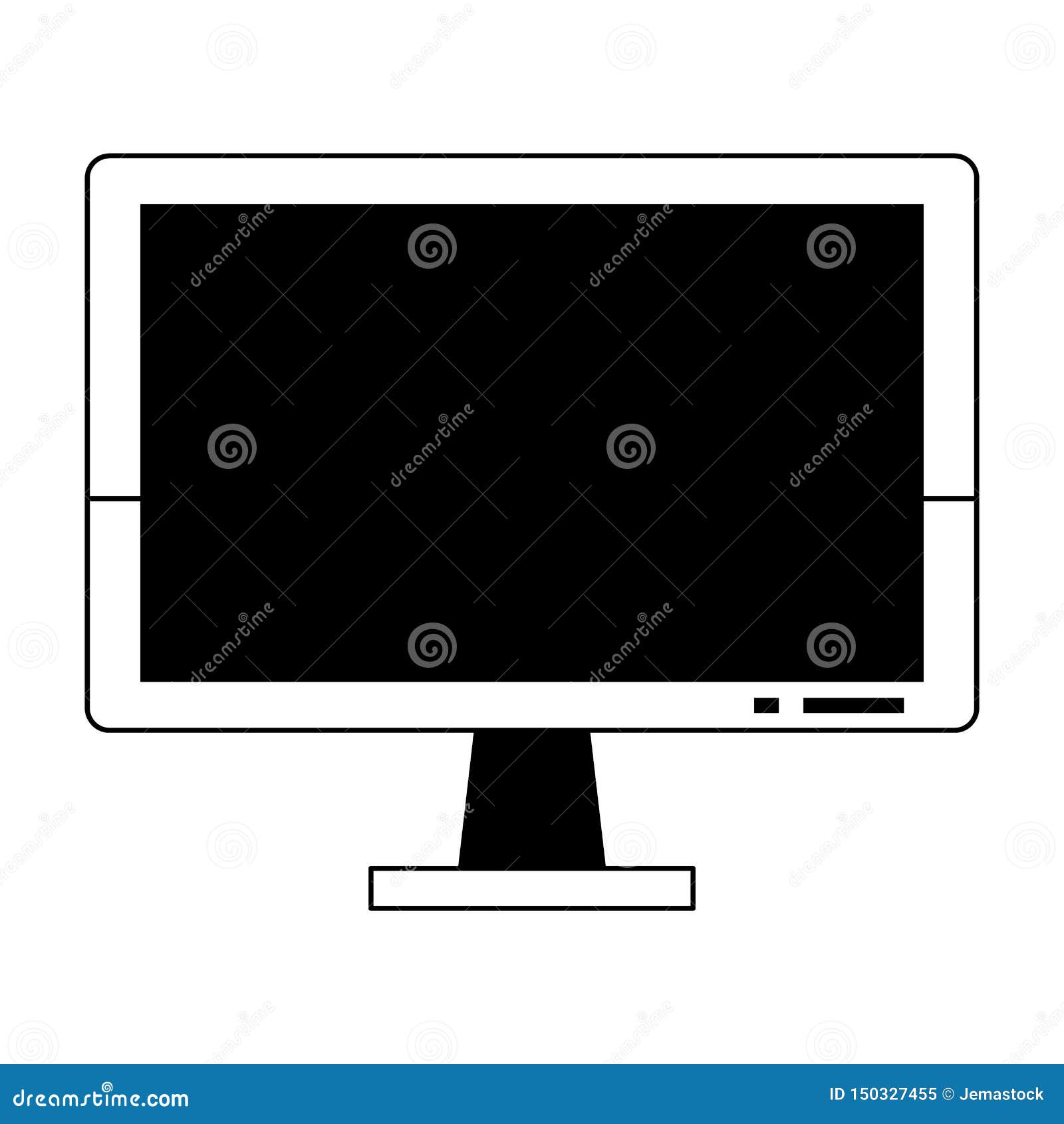 Computer Screen Hardware Device Isolated Symbol in Black and White ...