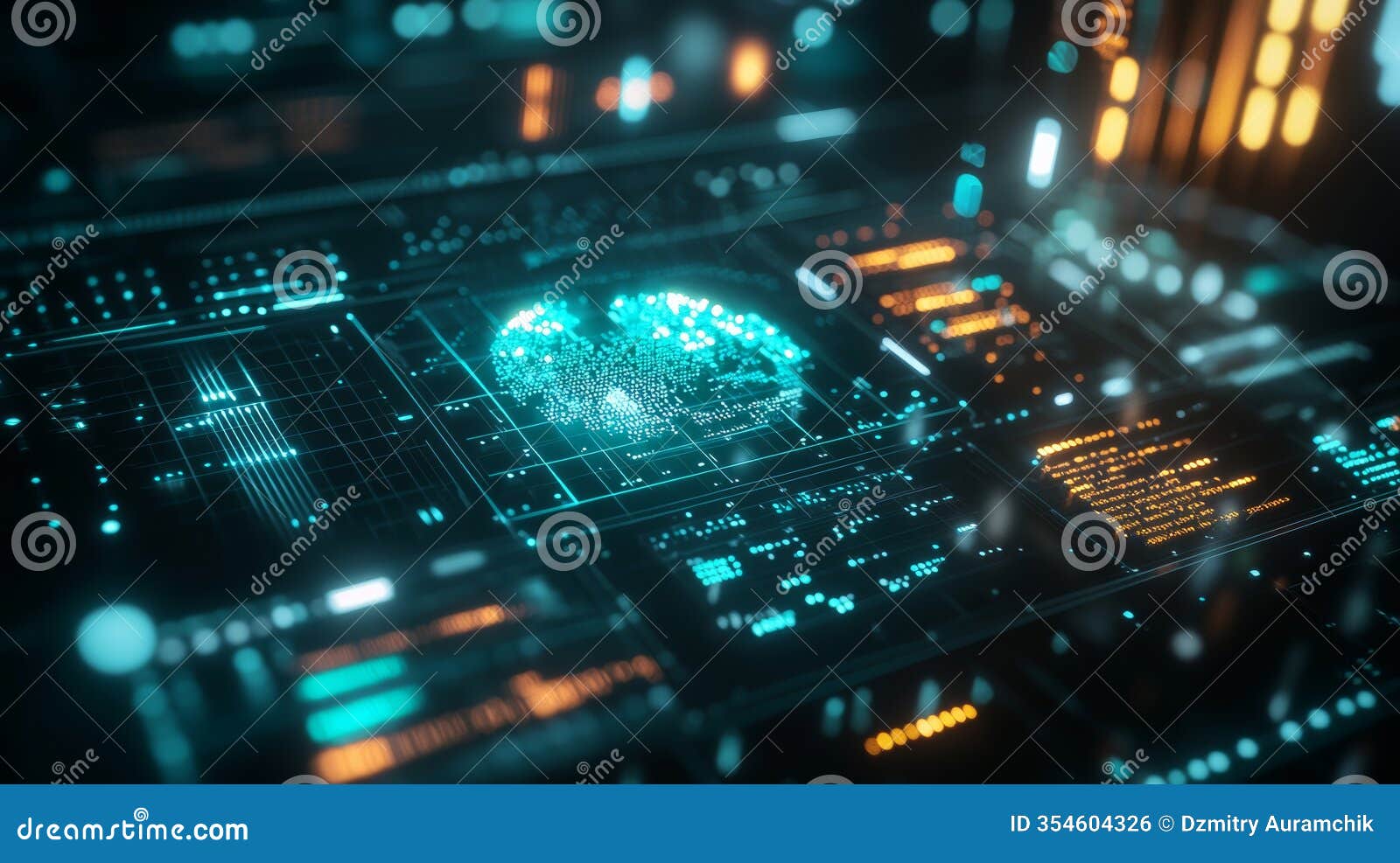 On a Computer Screen, a Human Face is Depicted with Digital Biometric ...