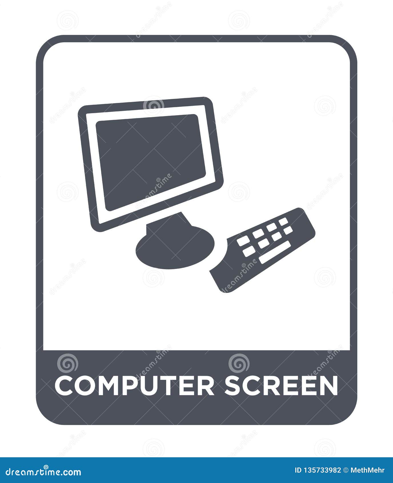 Computer Screen Icon in Trendy Design Style. Computer Screen Icon ...