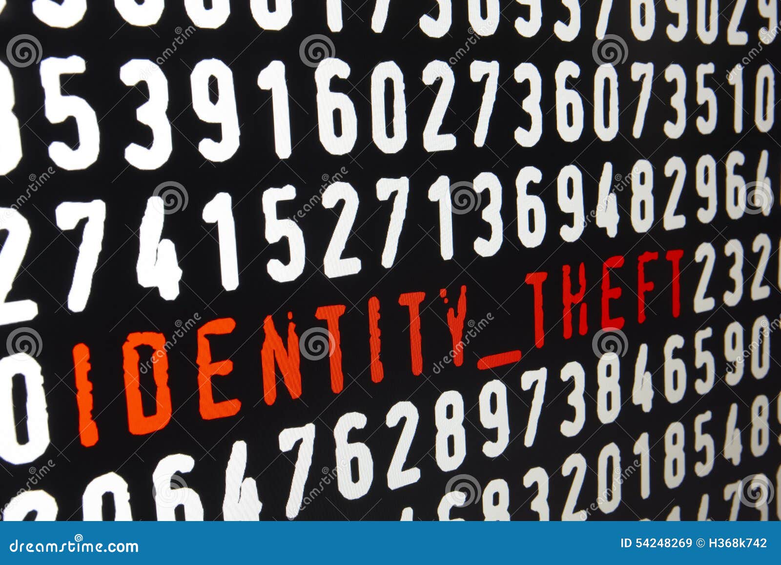 Computer Screen with Identity Theft Text on Black Background Stock ...