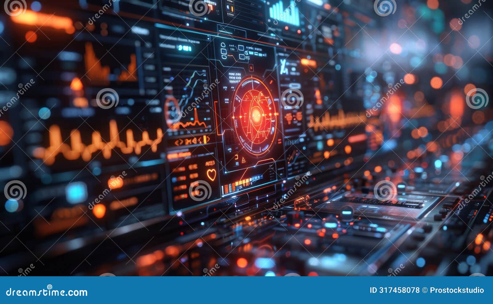 Computer Screen Illuminated by Red Light Stock Photo - Image of running ...