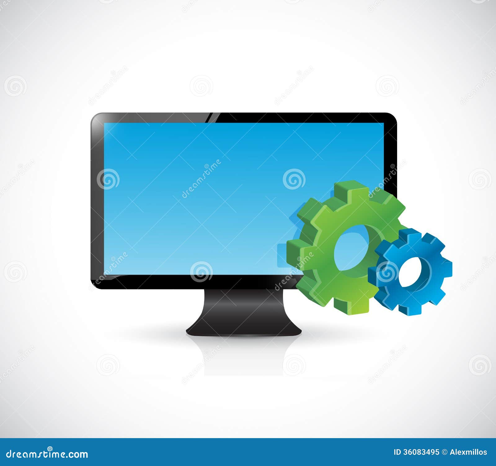Computer Screen and Industrial Symbol Gears. Stock Illustration ...