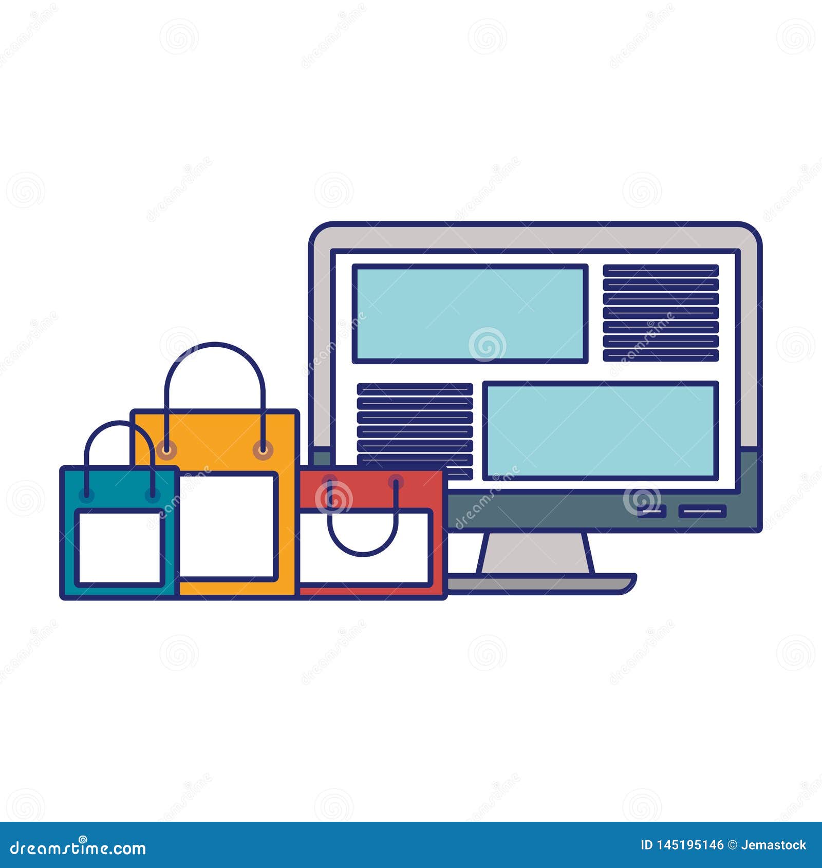 Computer Screen Internet Browsing Blue Lines Stock Vector ...