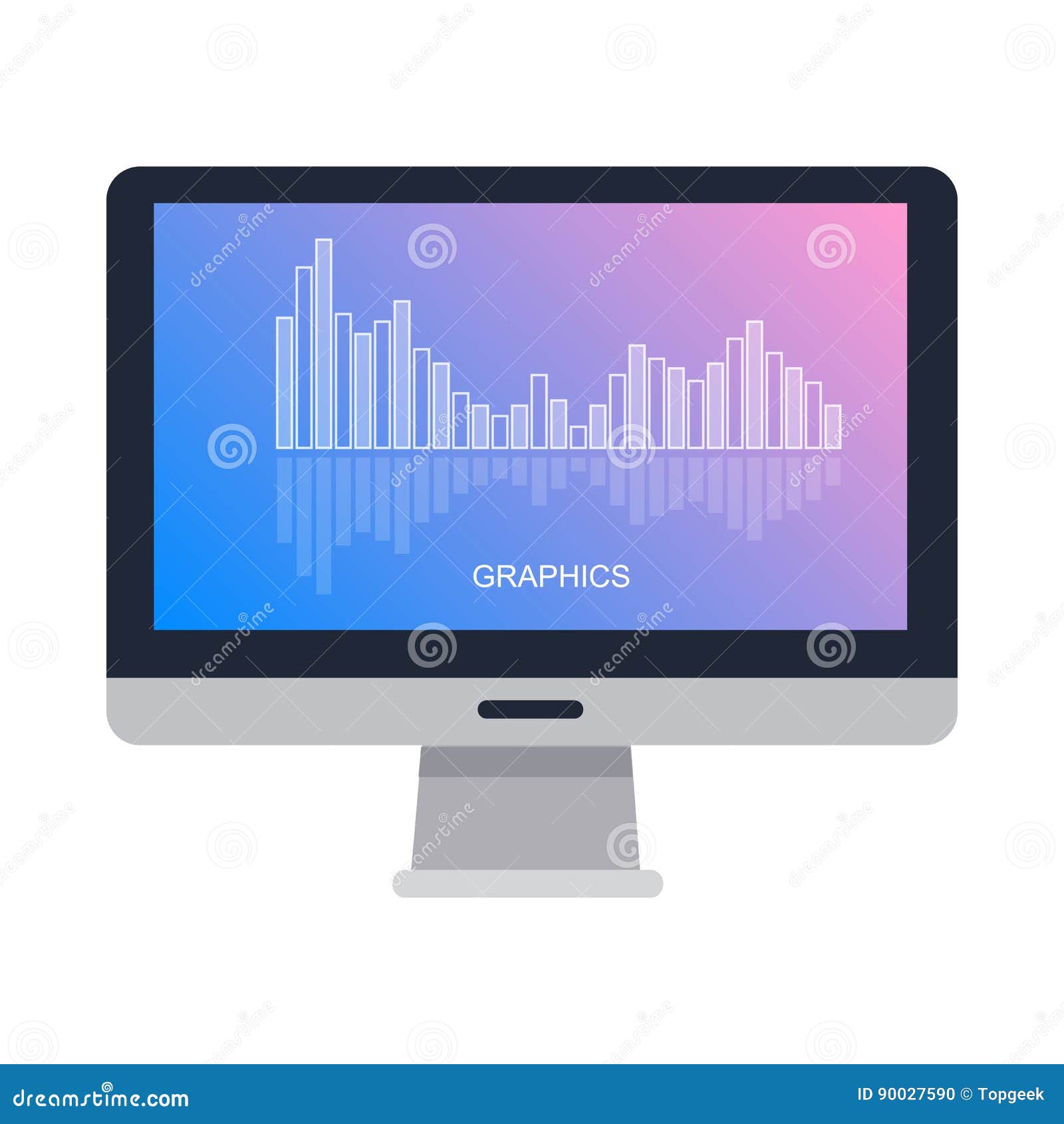 Computer Screen Isolated with Graphics on White Stock Vector ...