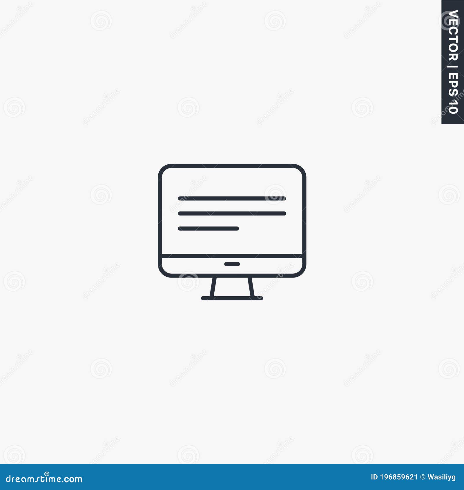 Computer Screen, Linear Style Sign for Mobile Concept and Web Design ...