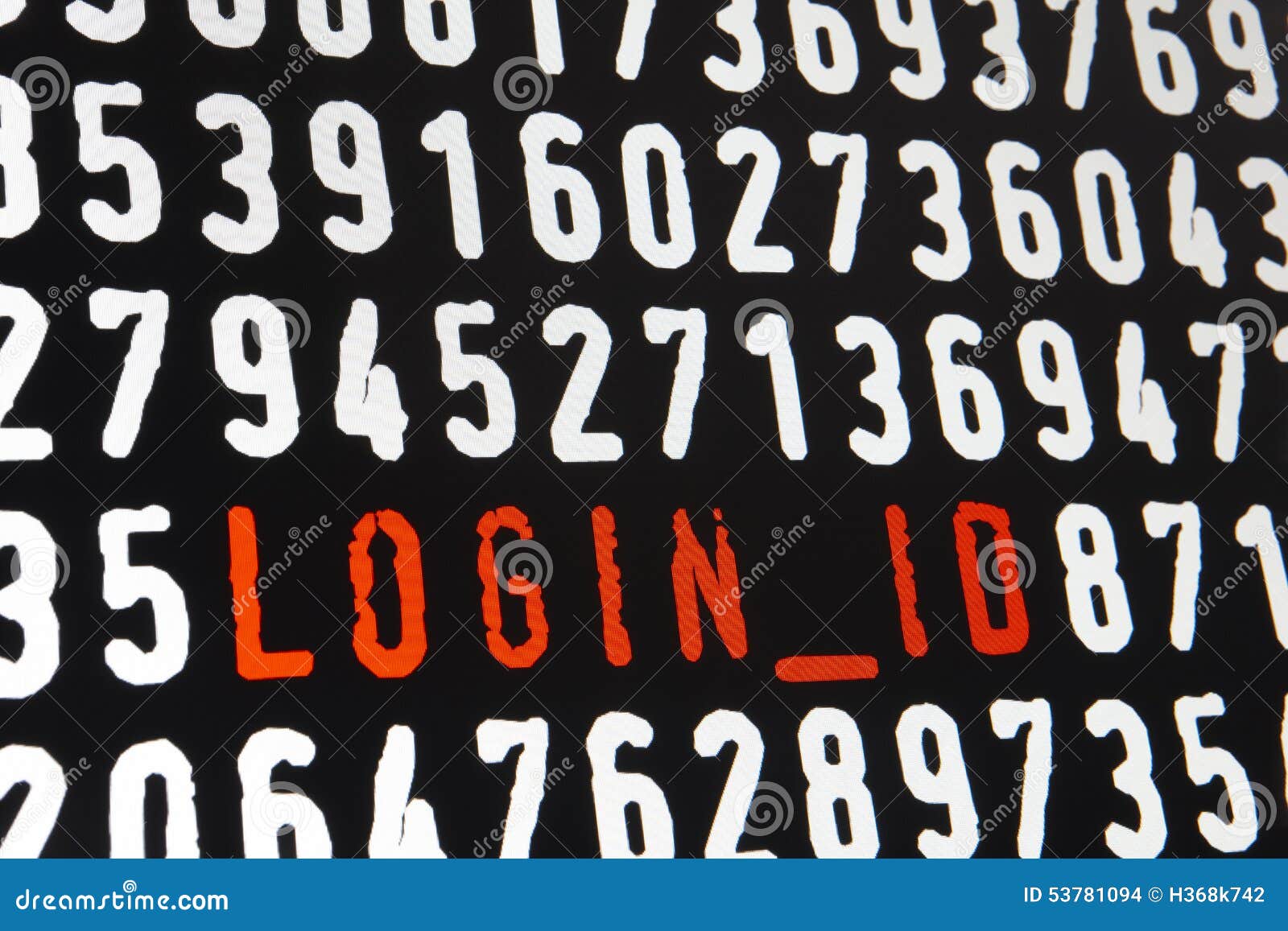 Computer Screen With Login Id Text On Black Background Stock Photo ...