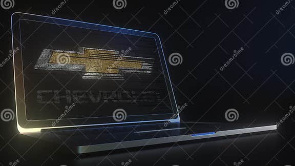 Computer Screen with the Logo of CHEVROLET Made with Source Code ...
