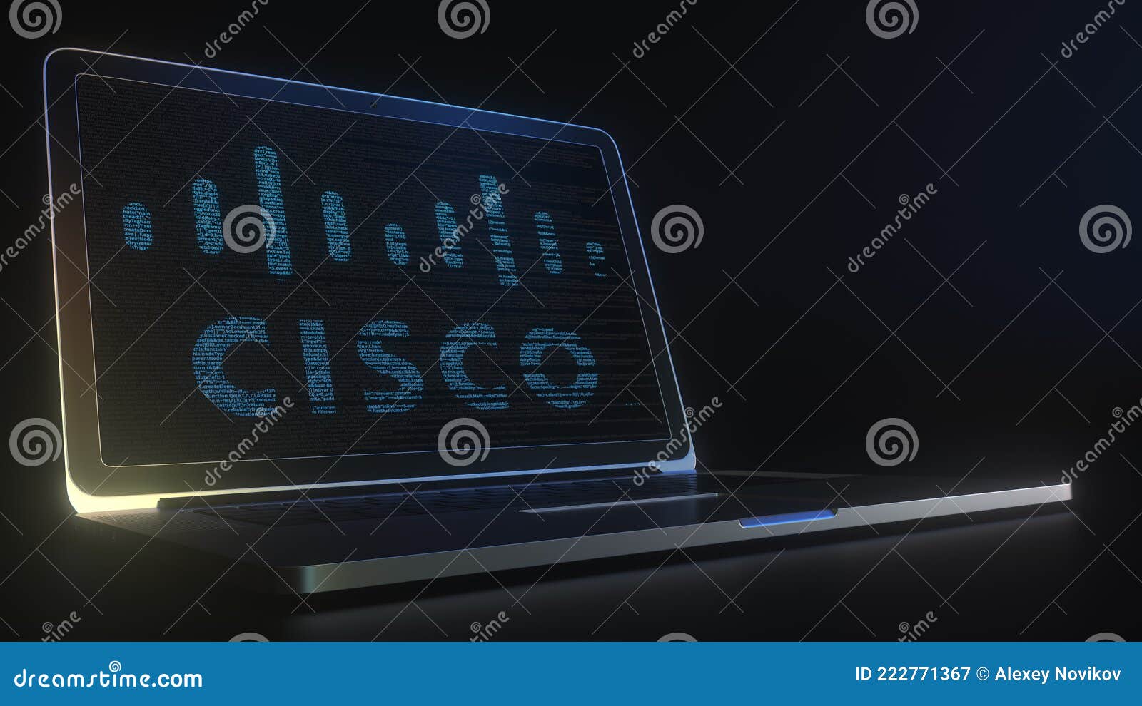 Computer Screen with the Logo of CISCO Made with Source Code. Editorial Conceptual 3d Rendering ...