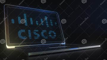 Computer Screen with the Logo of CISCO Made with Source Code. Editorial Conceptual 3d Rendering ...
