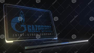 Computer Screen with the Logo of GAZPROM Made with Source Code ...