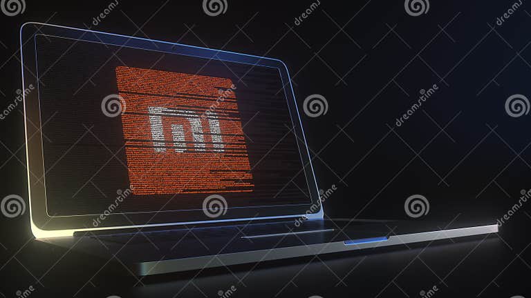 Computer Screen with the Logo of XIAOMI Made with Source Code ...