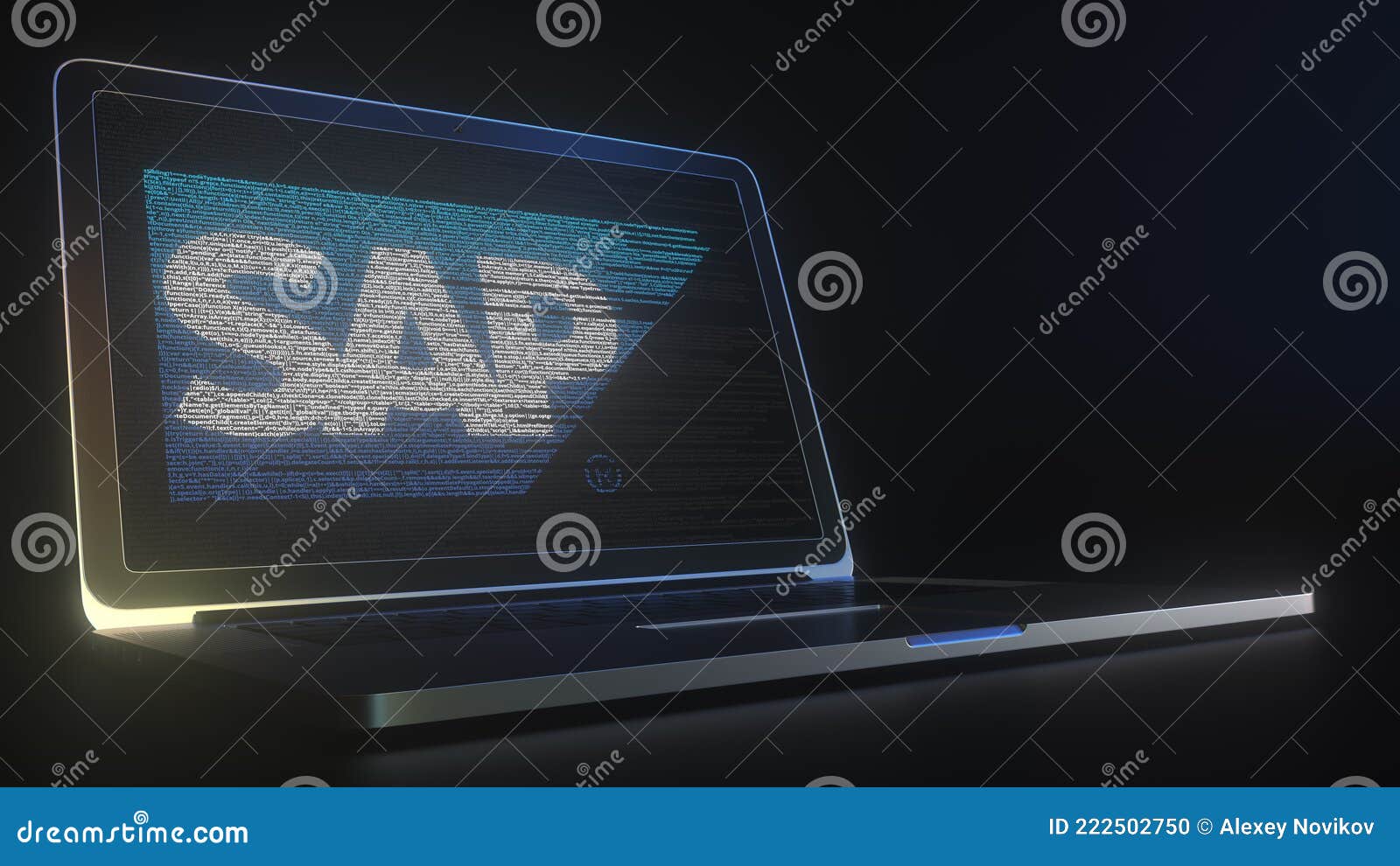 Computer Screen with the Logo of SAP Made with Source Code. Editorial Conceptual 3d Rendering ...