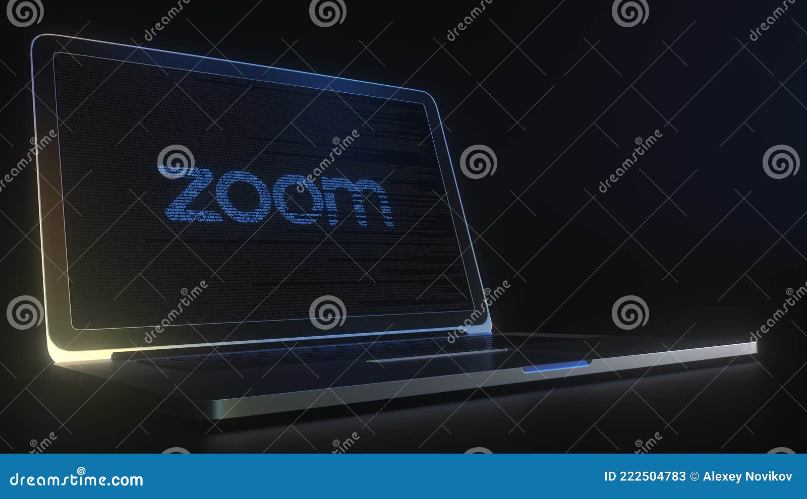 Computer Screen with the Logo of ZOOM Made with Source Code. Editorial ...