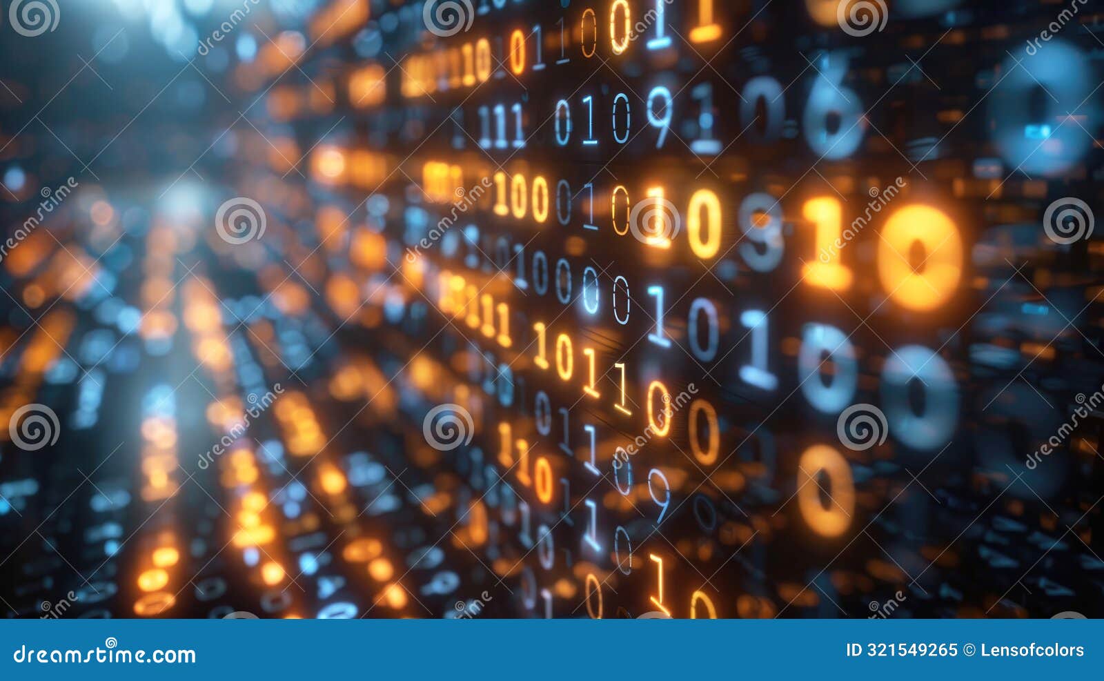 A Computer Screen with Many Numbers of Different Colors and Sizes, Binary Code. Stock ...