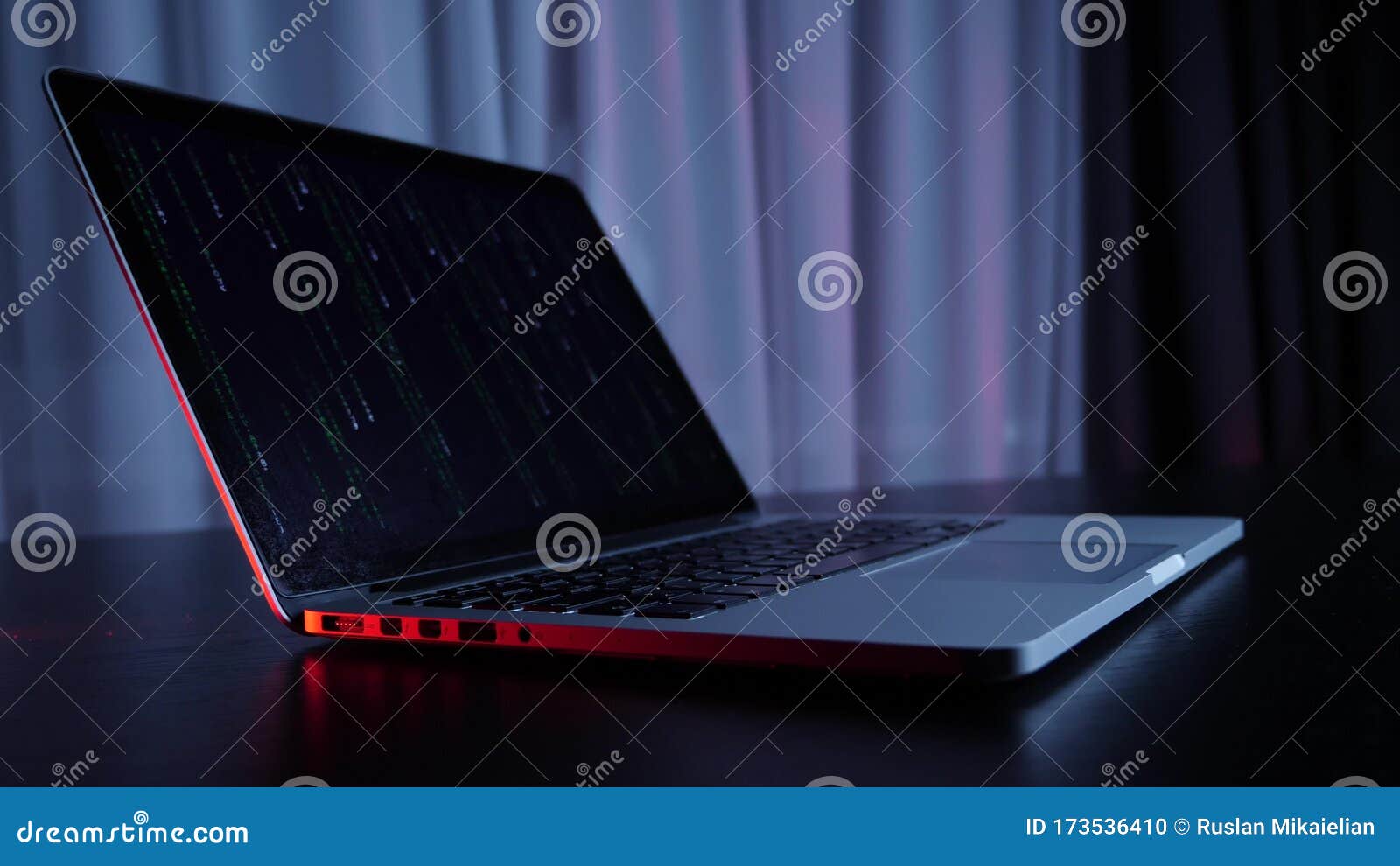 Computer Screen with Matrix Code. Laptop with Matrix on Screen on the ...
