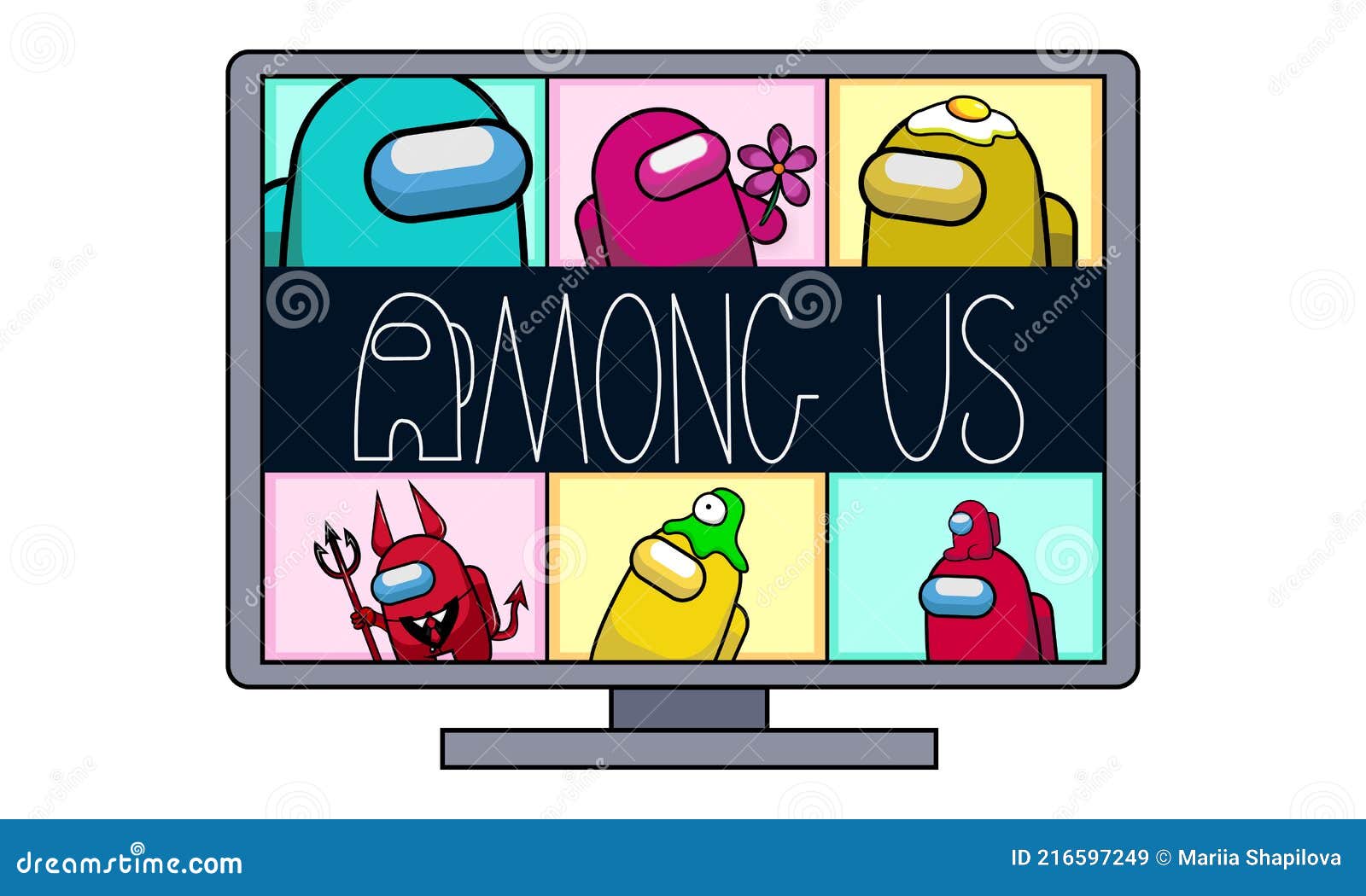 Computer Screen Meeting Party Stock Vector - Illustration of impostor ...