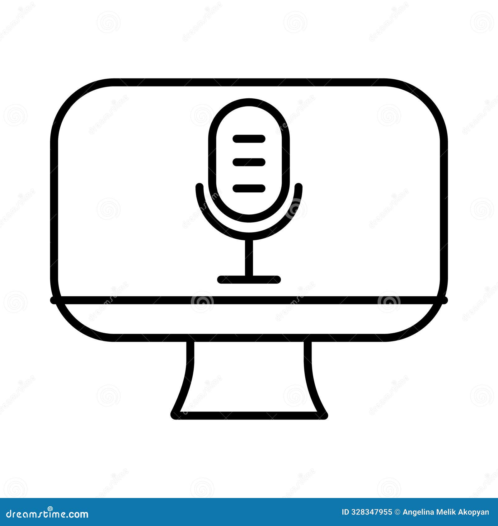 Computer Screen with Microphone Icon Stock Vector - Illustration of ...