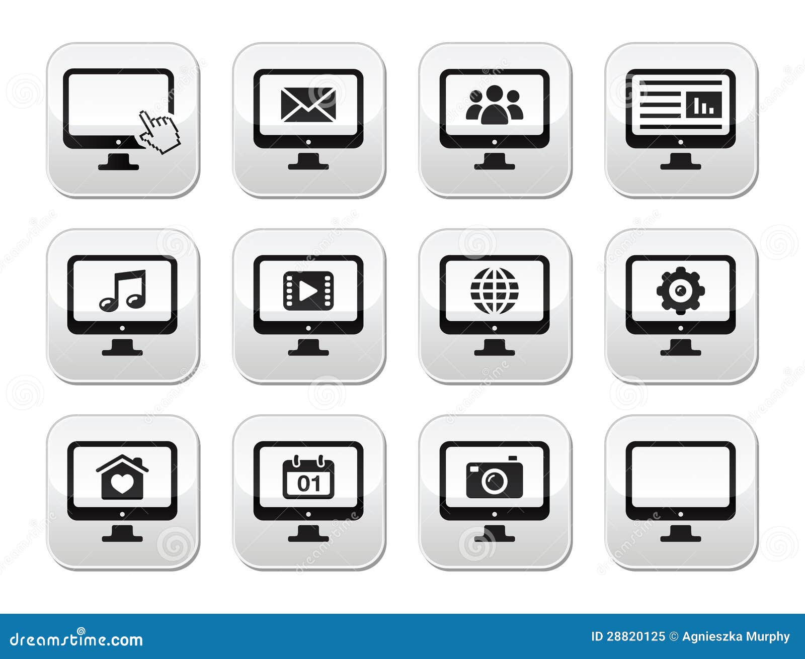 Computer Screen Modern Grey Buttons Set Stock Illustration ...
