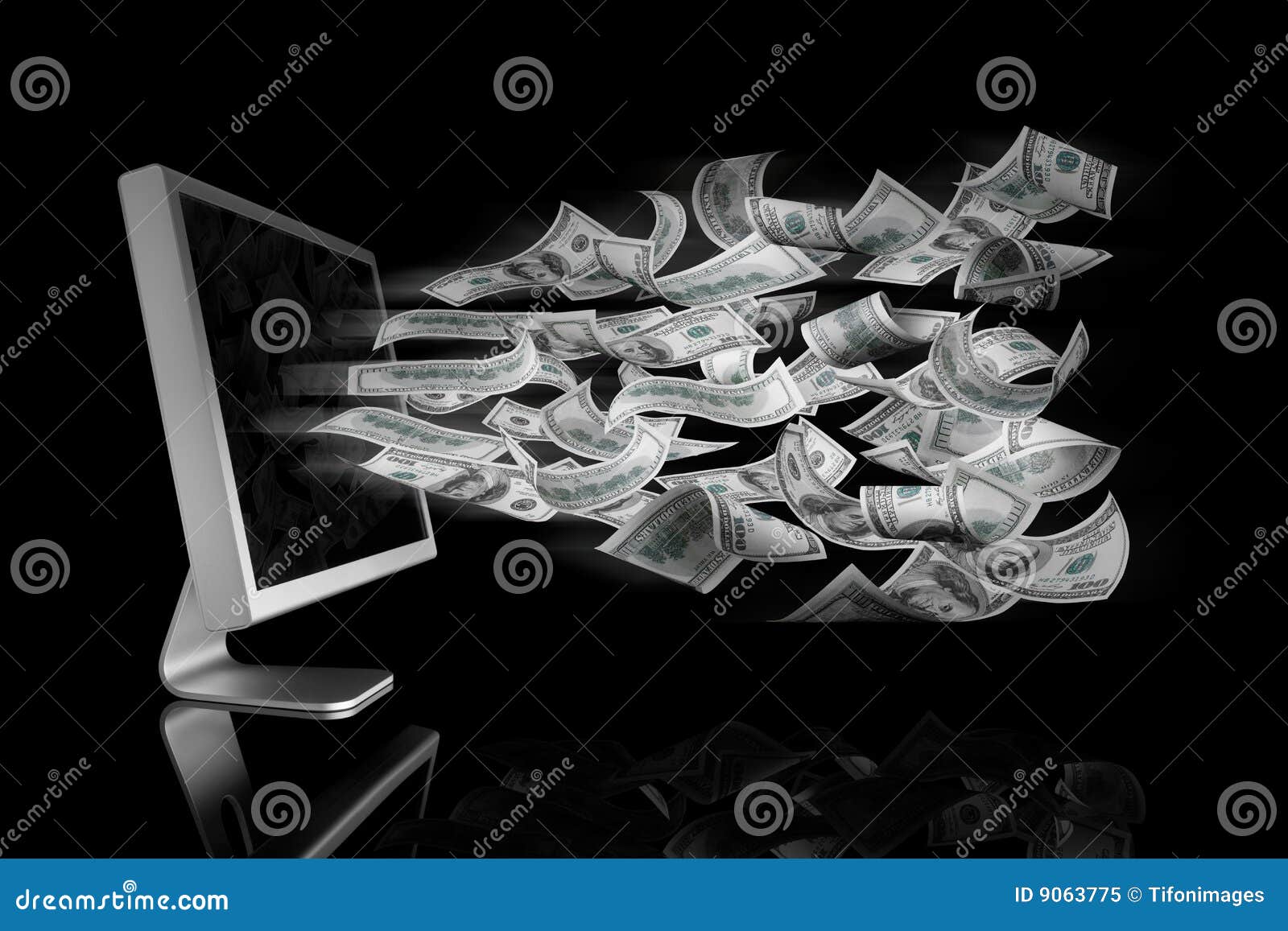 Computer screen with money stock image. Image of monitor - 9063775