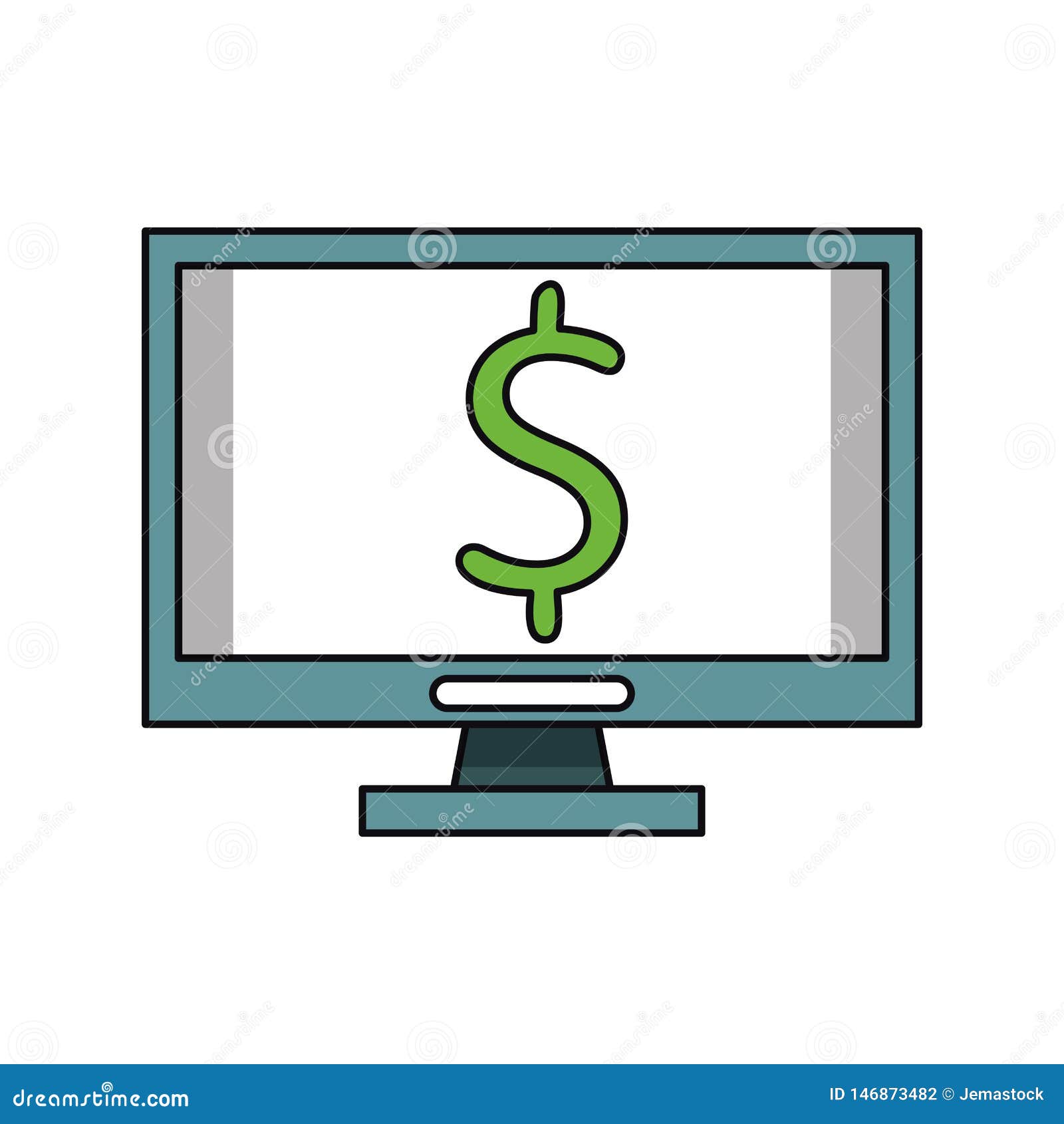 Computer Screen with Money Symbol Isolated Stock Vector - Illustration ...