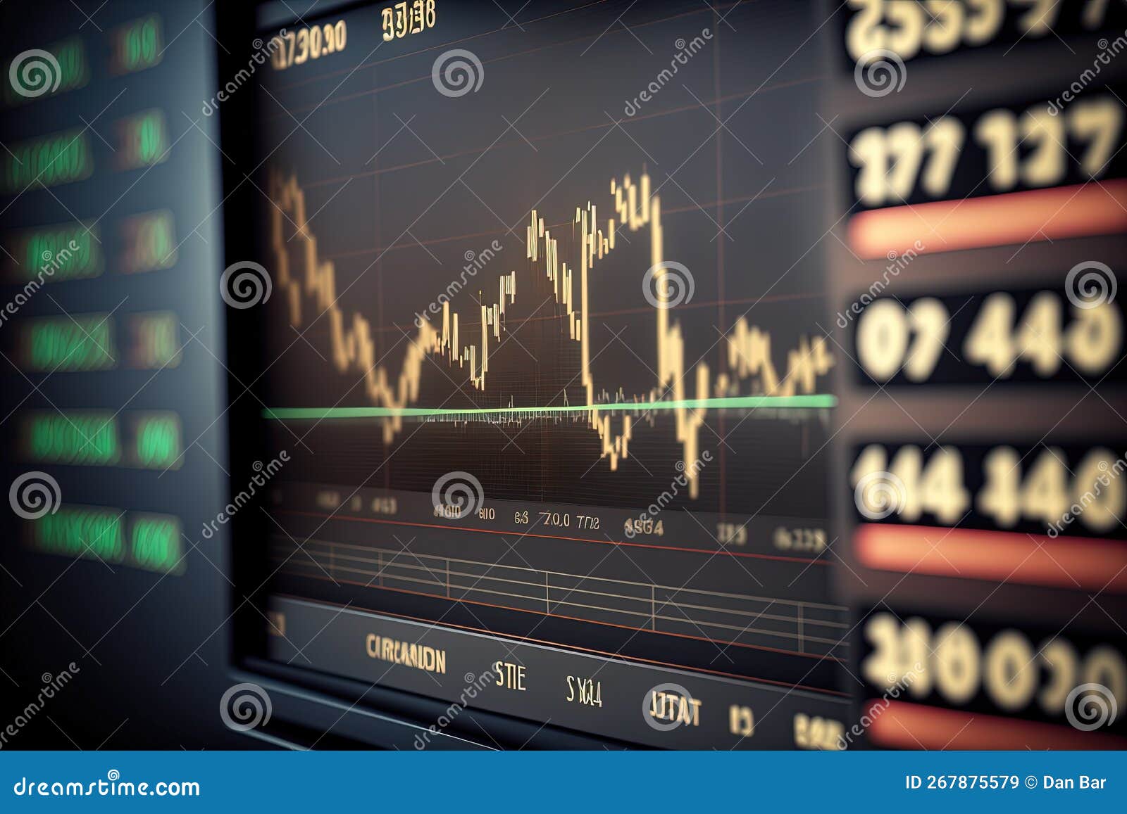 Computer Screen Monitors with Statistic Financial Graphs, Analytics and ...