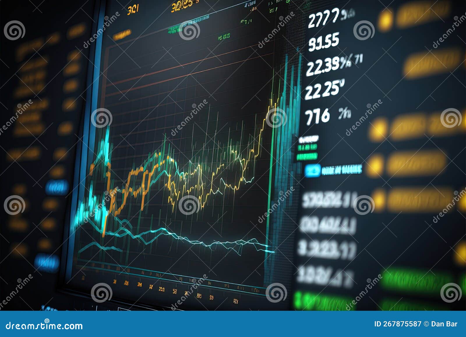 Computer Screen Monitors with Statistic Financial Graphs, Analytics and ...