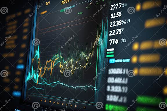 Computer Screen Monitors with Statistic Financial Graphs, Analytics and ...