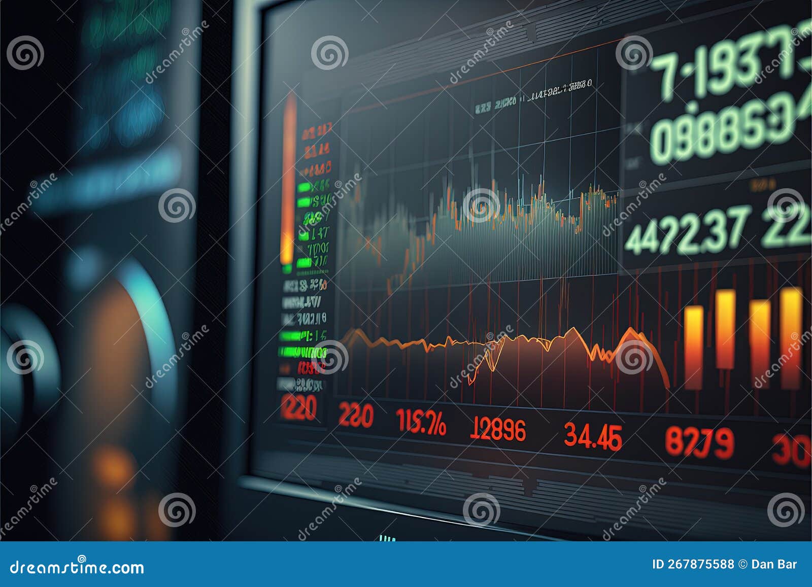 Computer Screen Monitors with Statistic Financial Graphs, Analytics and ...
