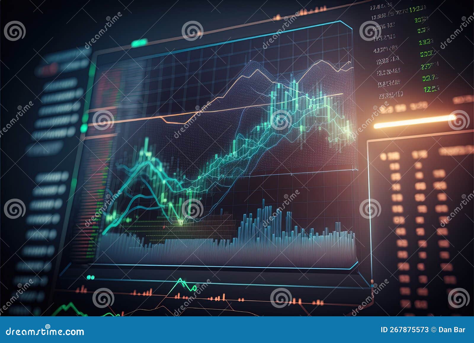 Computer Screen Monitors with Statistic Financial Graphs, Analytics and ...