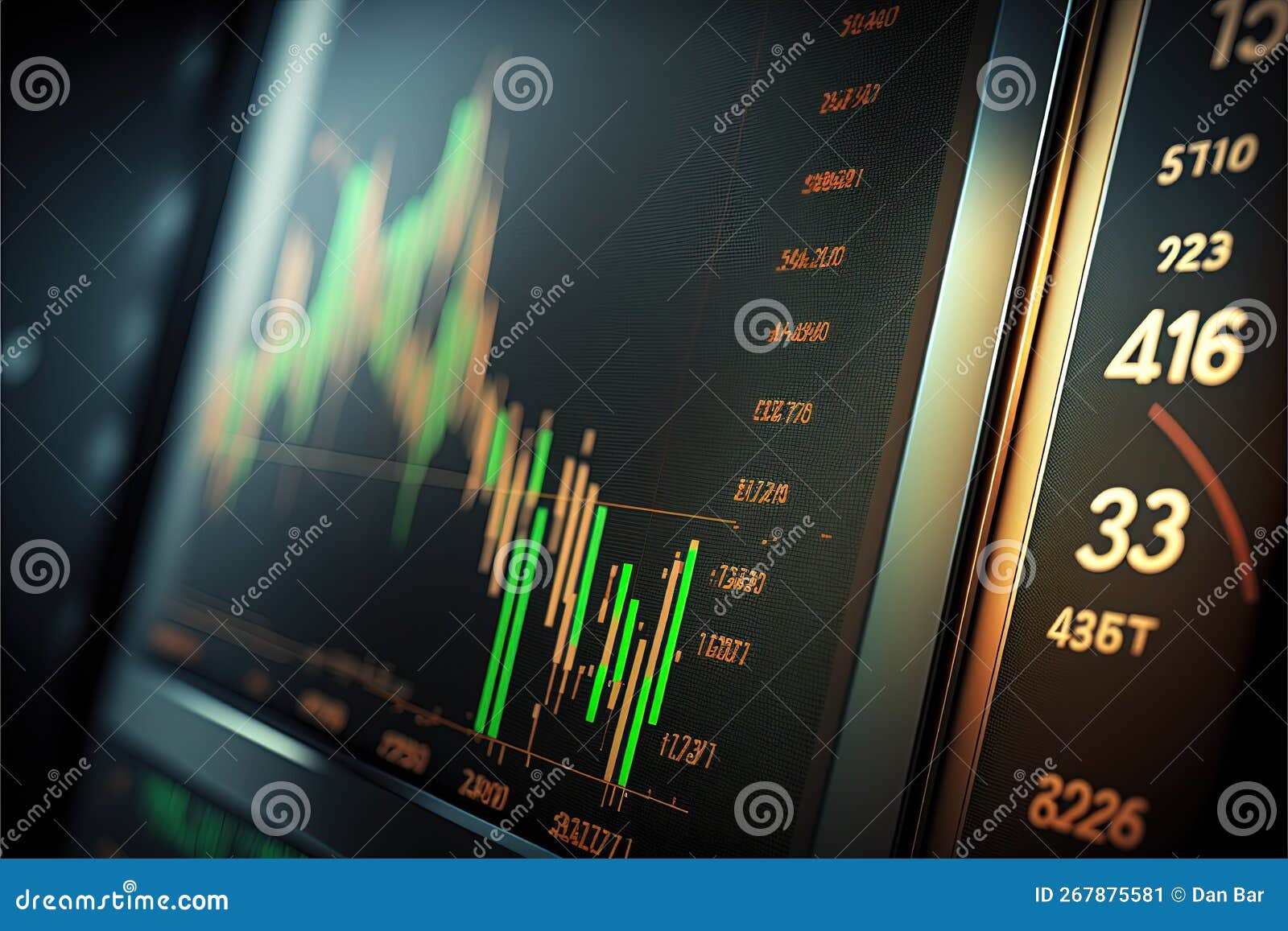Computer Screen Monitors with Statistic Financial Graphs, Analytics and ...