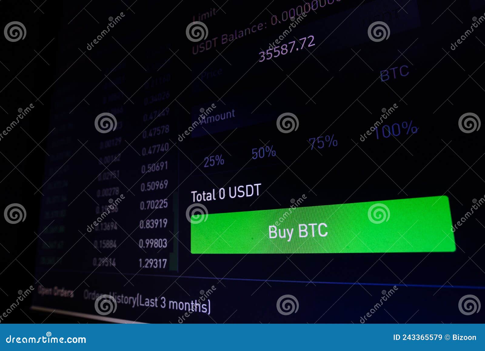 Computer Screen with the Mouse Cursor on the Buy Bitcoin Button ...