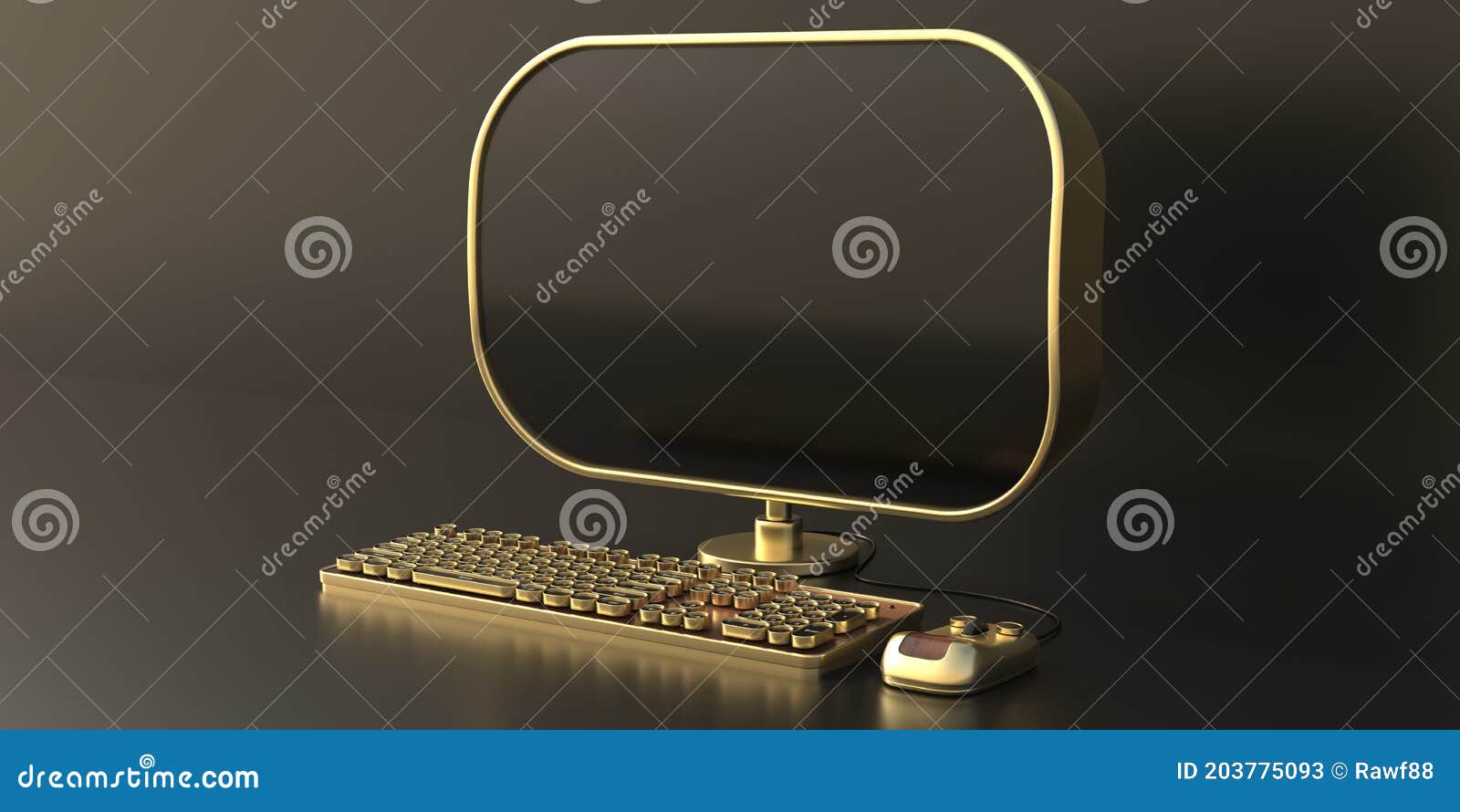 Computer Screen Mouse and Keyboard, Steampunk Retro Futurism Style. 3d ...