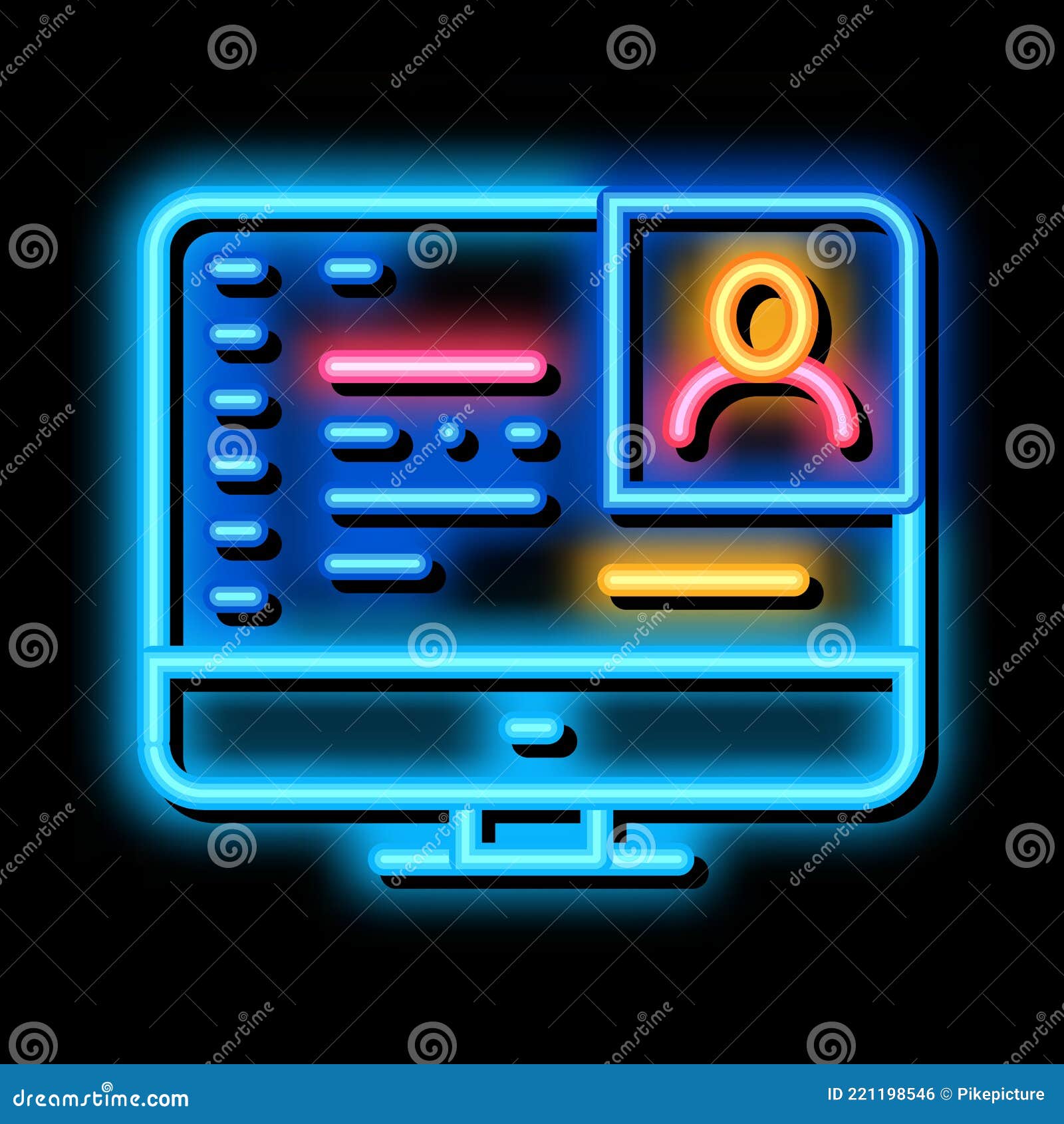 Computer Screen Neon Glow Icon Illustration Stock Vector - Illustration ...