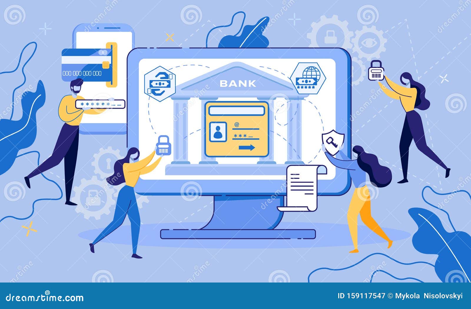 Computer Online Banking Account Acess Protection Stock Vector ...