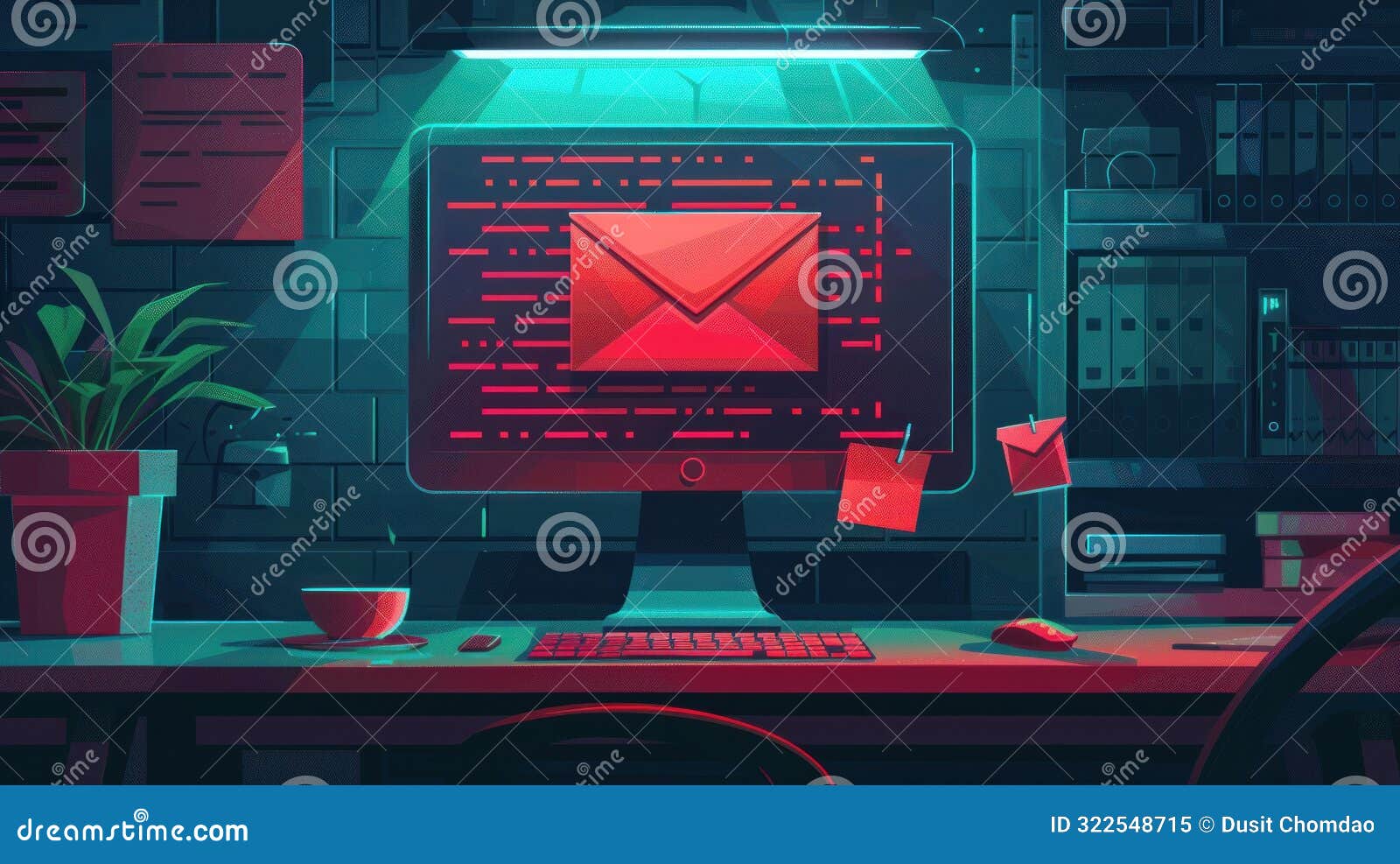A Computer Screen with a Phishing Email Warning, Highlighting the ...