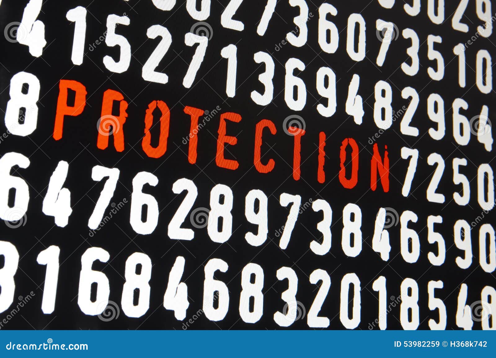 Computer Screen with Protection Text on Black Background Stock Image ...