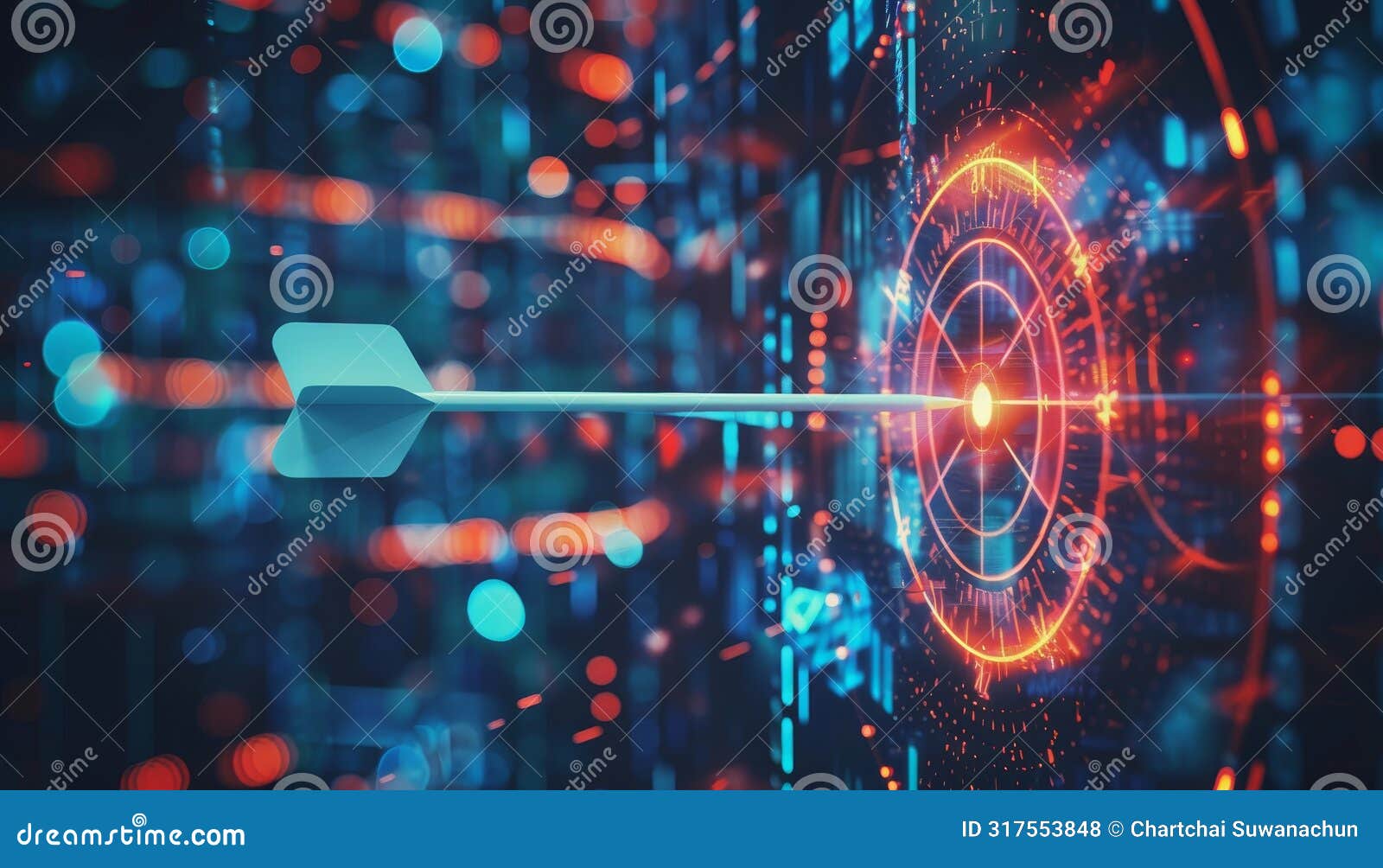 A Computer Screen with a Red Arrow Pointing To the Center by AI ...