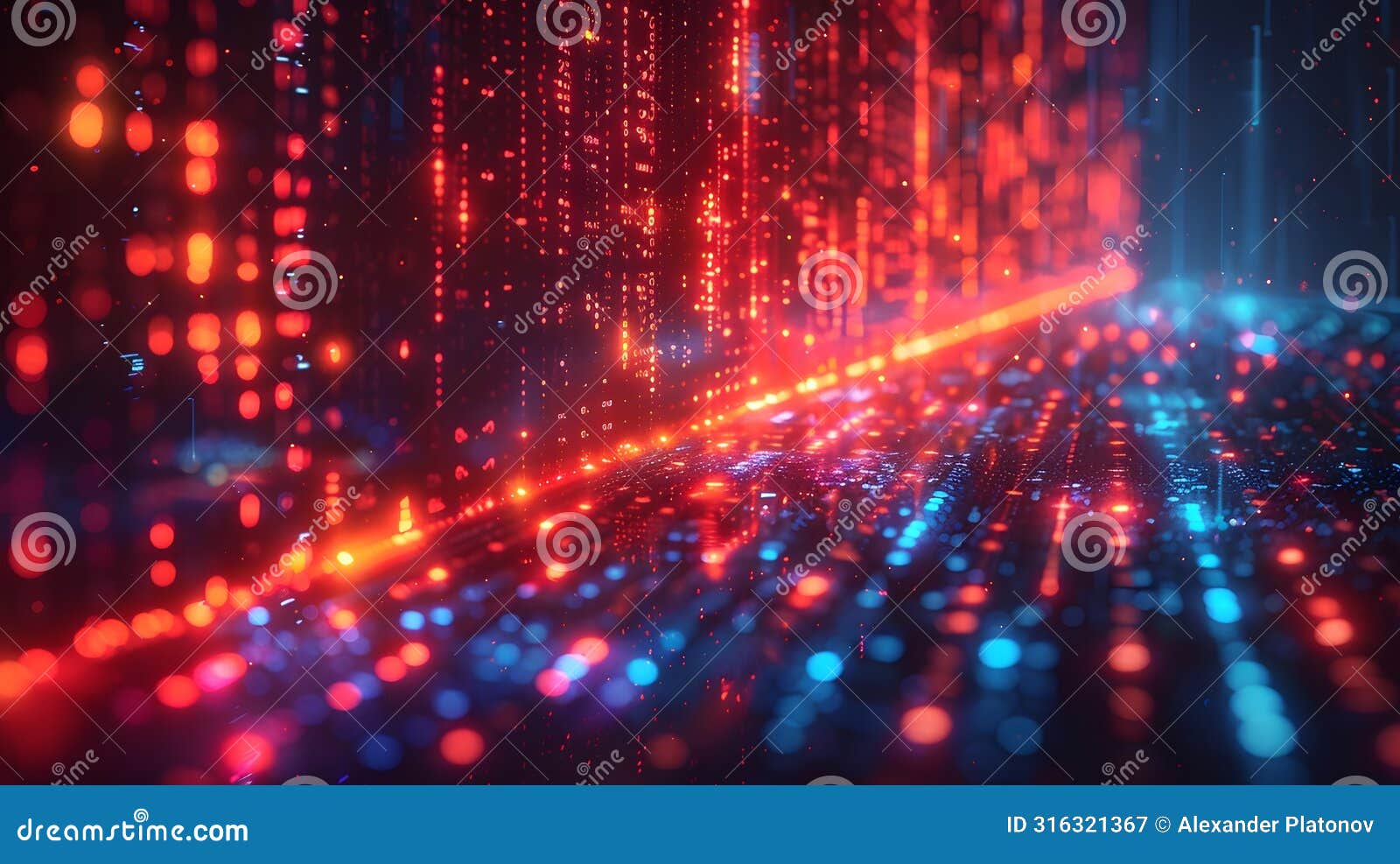 A Computer Screen with a Red and Blue Background with a Bunch of ...